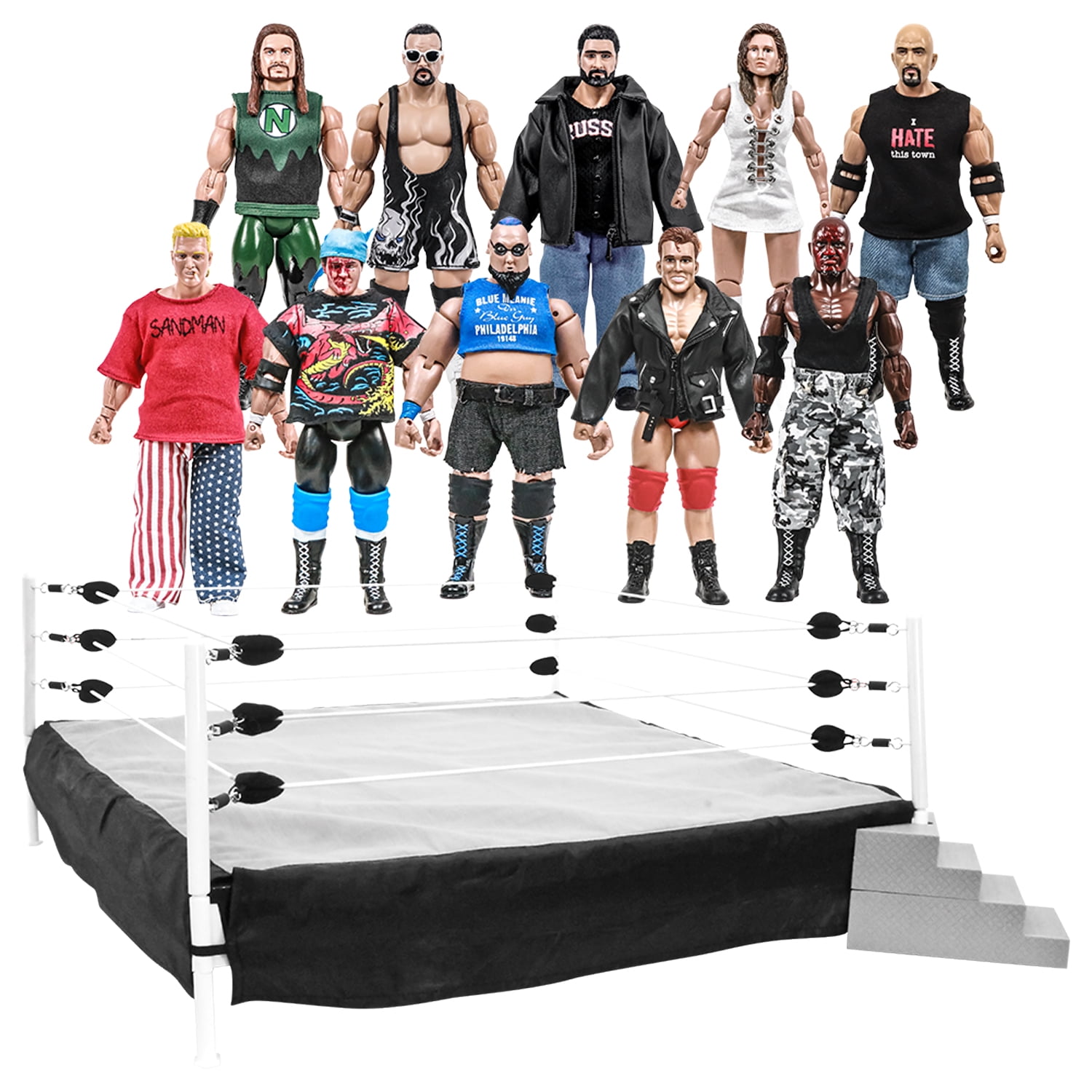 Wrestling Ring & 10 LOOSE Legends of Wrestling Action Figures - Walmart.com