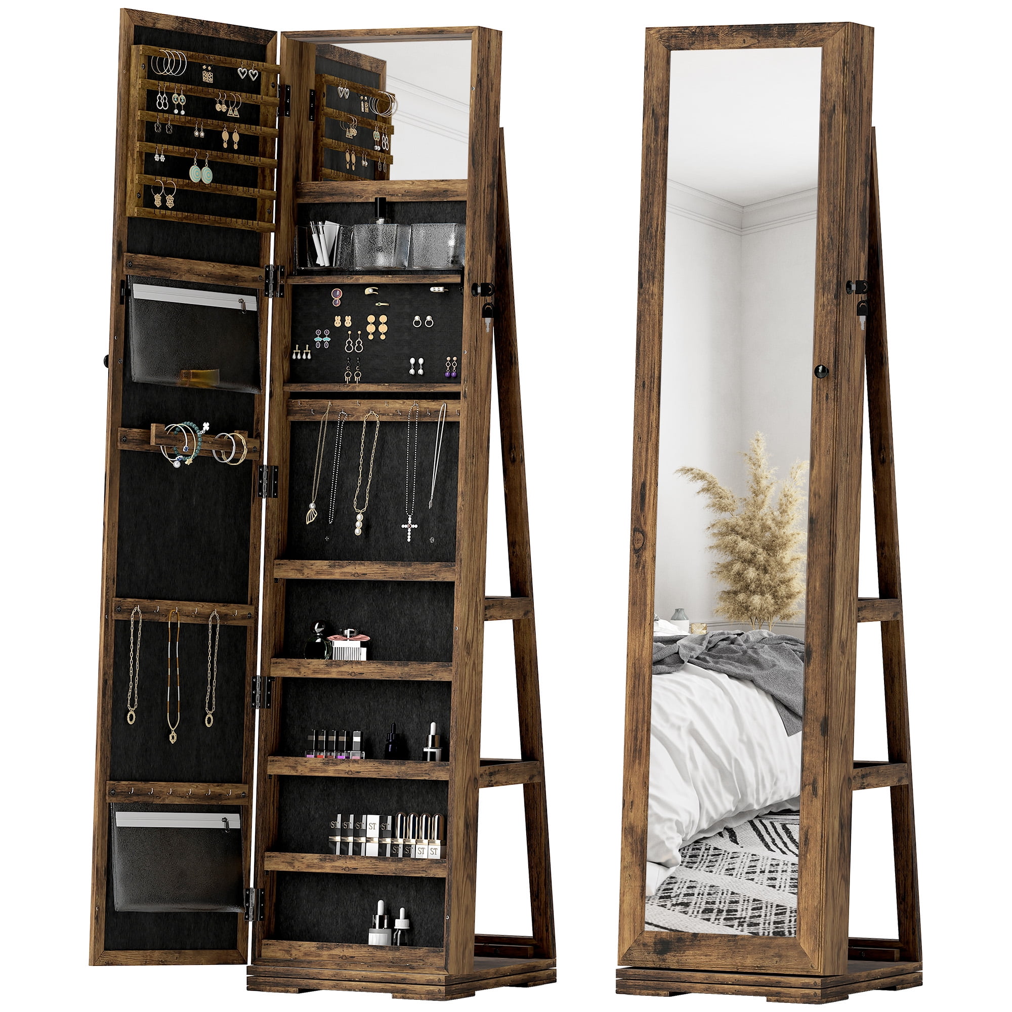 Click here for Homcom 360° Swivel Jewelry Cabinet W/ Built-In Sma... prices