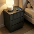 Set of 2 Nightstand with Charging Station, Rounded Corner Fluted ...