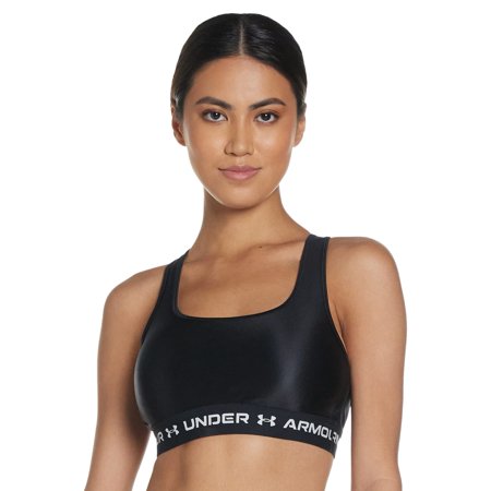 Under Armour Women's Crossback Matte/Shine Bra , Black (001)/White ...