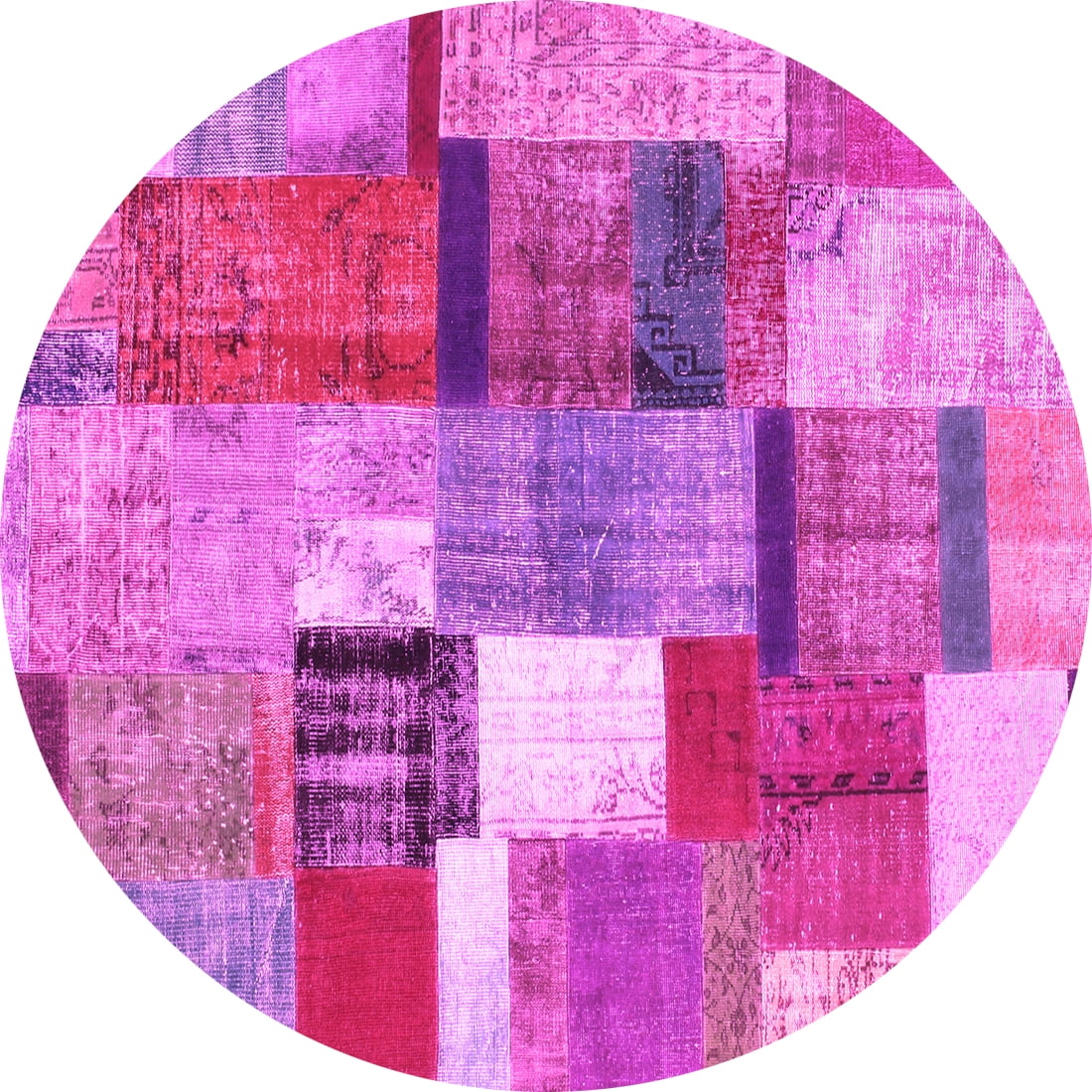 Ahgly Company Indoor Round Patchwork Pink Transitional Area Rugs, 5 ...