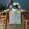 Abstract Geometric Cotton Linen Table Runner Yellow Blue Green Oil ...