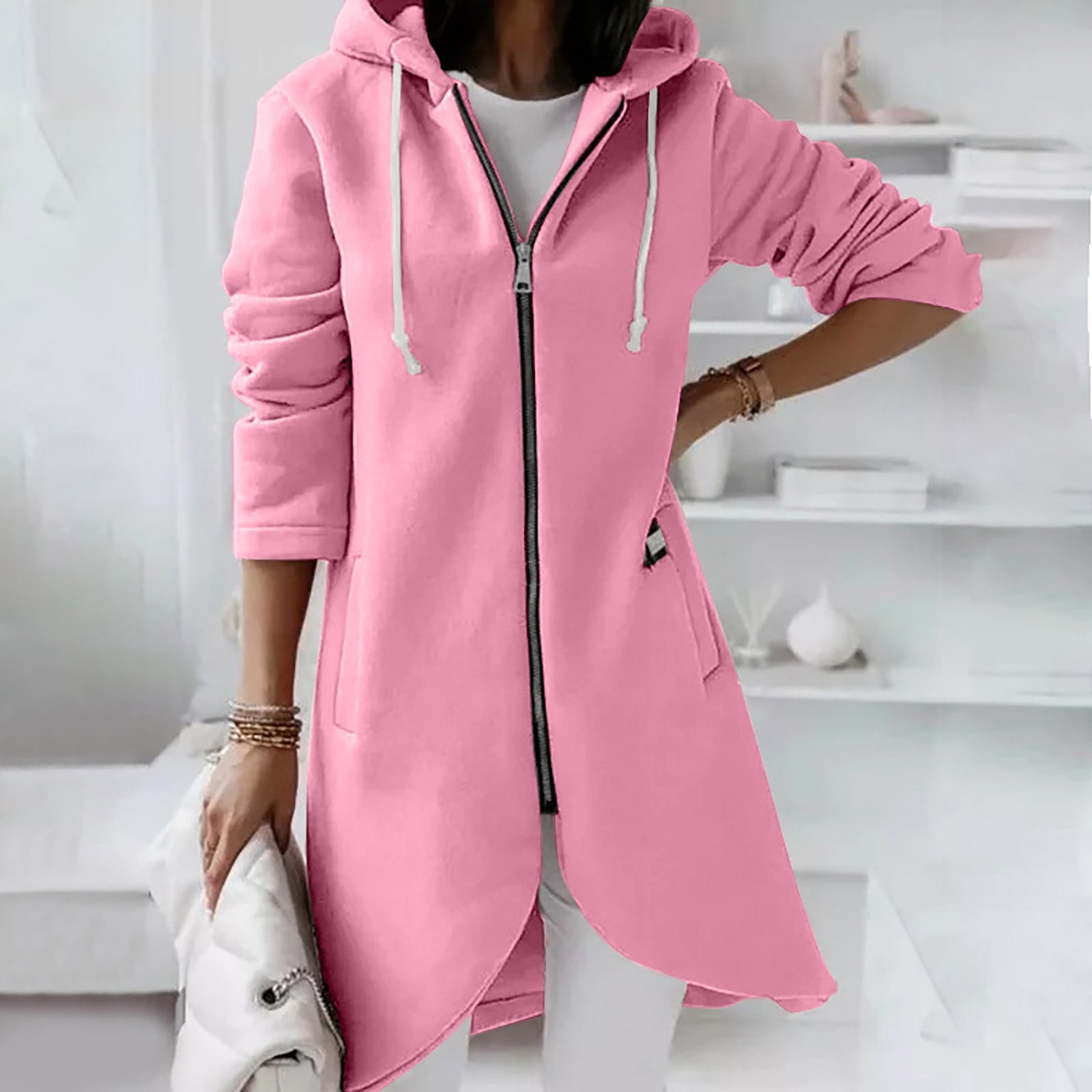Click here for Aqestyerly Womens Zipper Hoodie Coat solid Irregul... prices