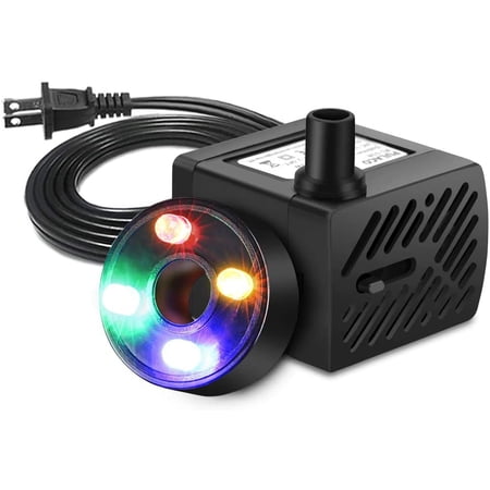 Mini Fountain Pump with LED Light (50GPH 3W ) for Water Features, Fish ...