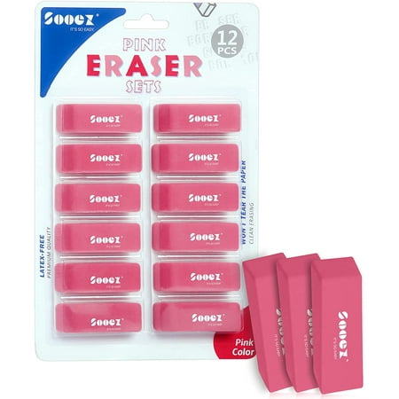 HTWW Pink Erasers,12 Pack Pencil Eraser for Kids, Pink Pearl Erasers ...