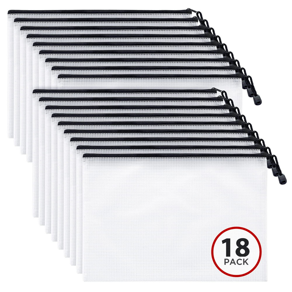 Mesh Zipper File Pouch, A4 Letter Size, White Translucent Bags with ... Mesh Zipper File Pouch, A4 Letter Size, White Translucent Bags with ...