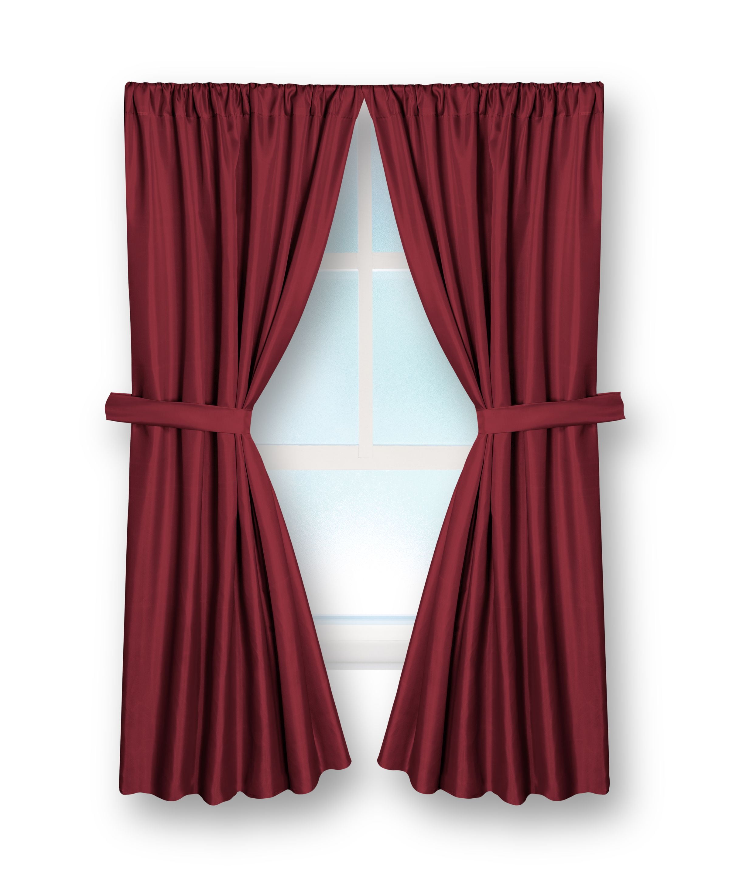 BetterBath Fabric Window Curtain with Tie-Backs (34" x 54") - Burgundy ...