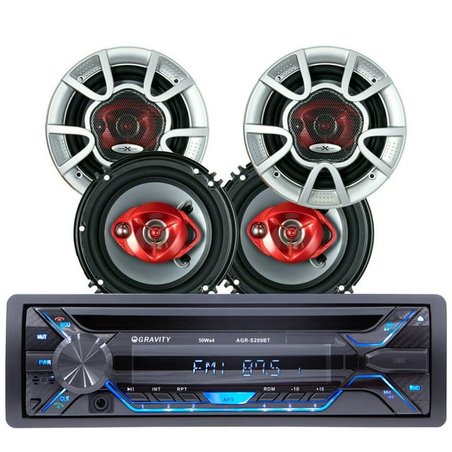 Gravity Car Audio CD Player w/ Bluetooth Receiver + 4x 300w 6inch Car ...