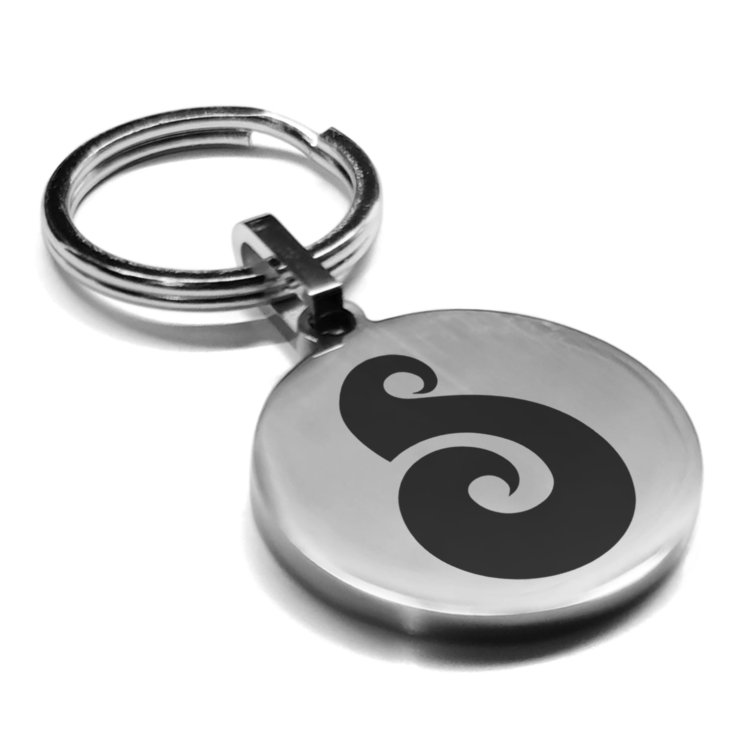 Stainless Steel Matau (Fish Hook) Maori Symbol Round Medallion Keychain ...