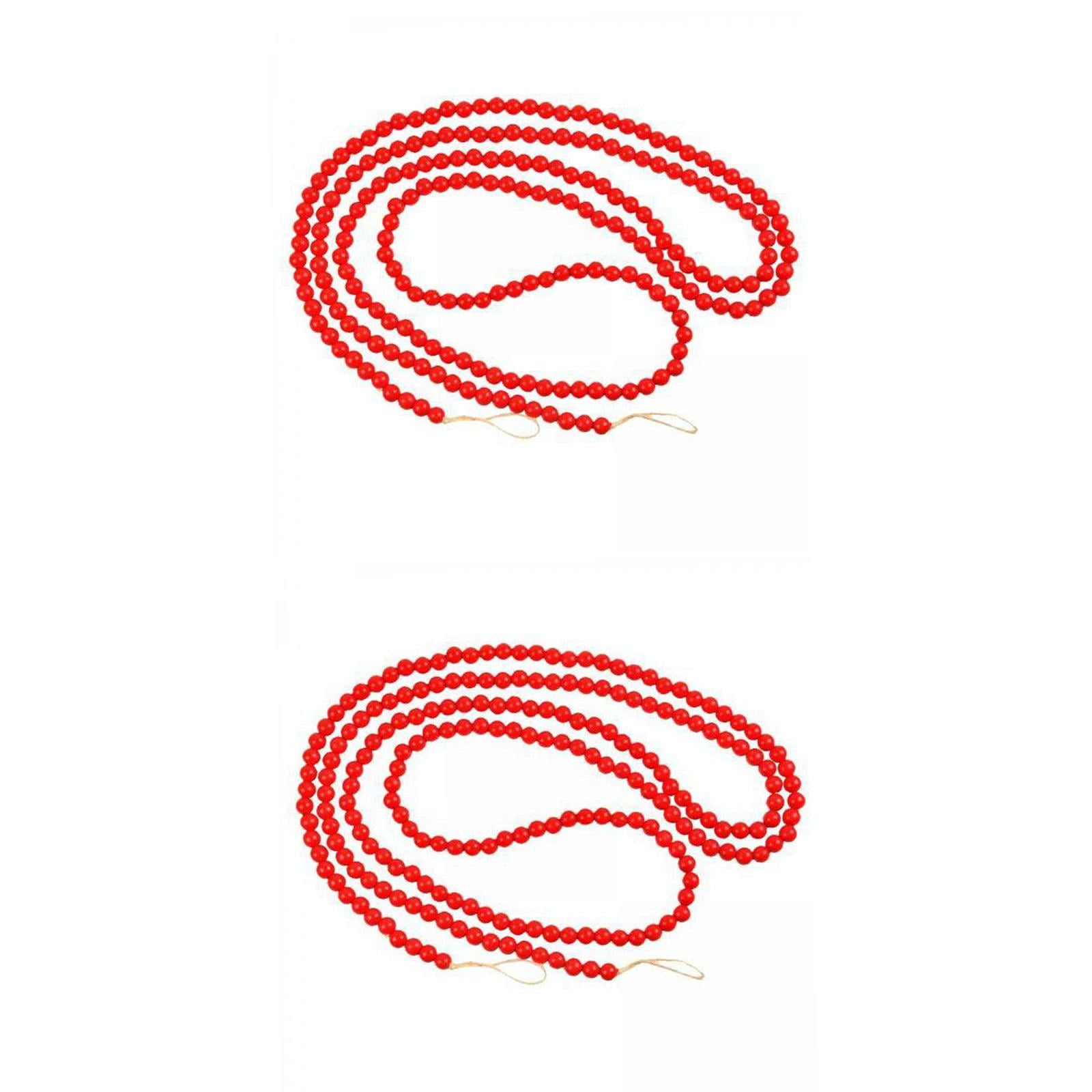 2x Retro Style Christmas Wooden Beads Garlands Round Wall Hanging ...