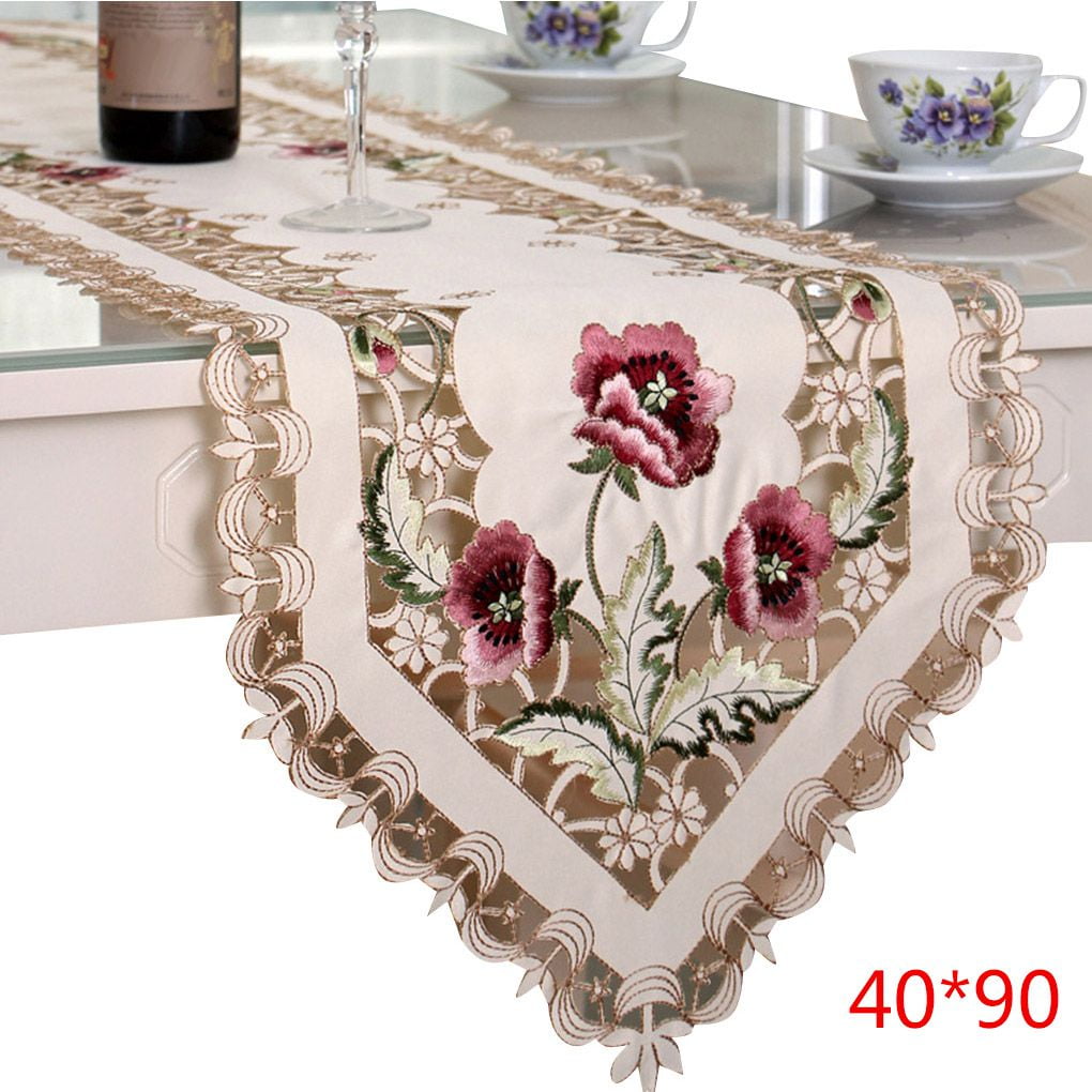 Simple Design Table Runner Flag Shaped Embroidered Polyester Coffee Tea ...