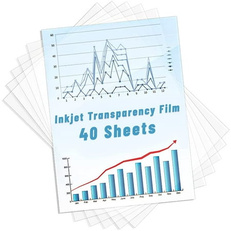 Inkjet Transparency Film 40 Pack, Clear Transparency Photo Paper Print ...
