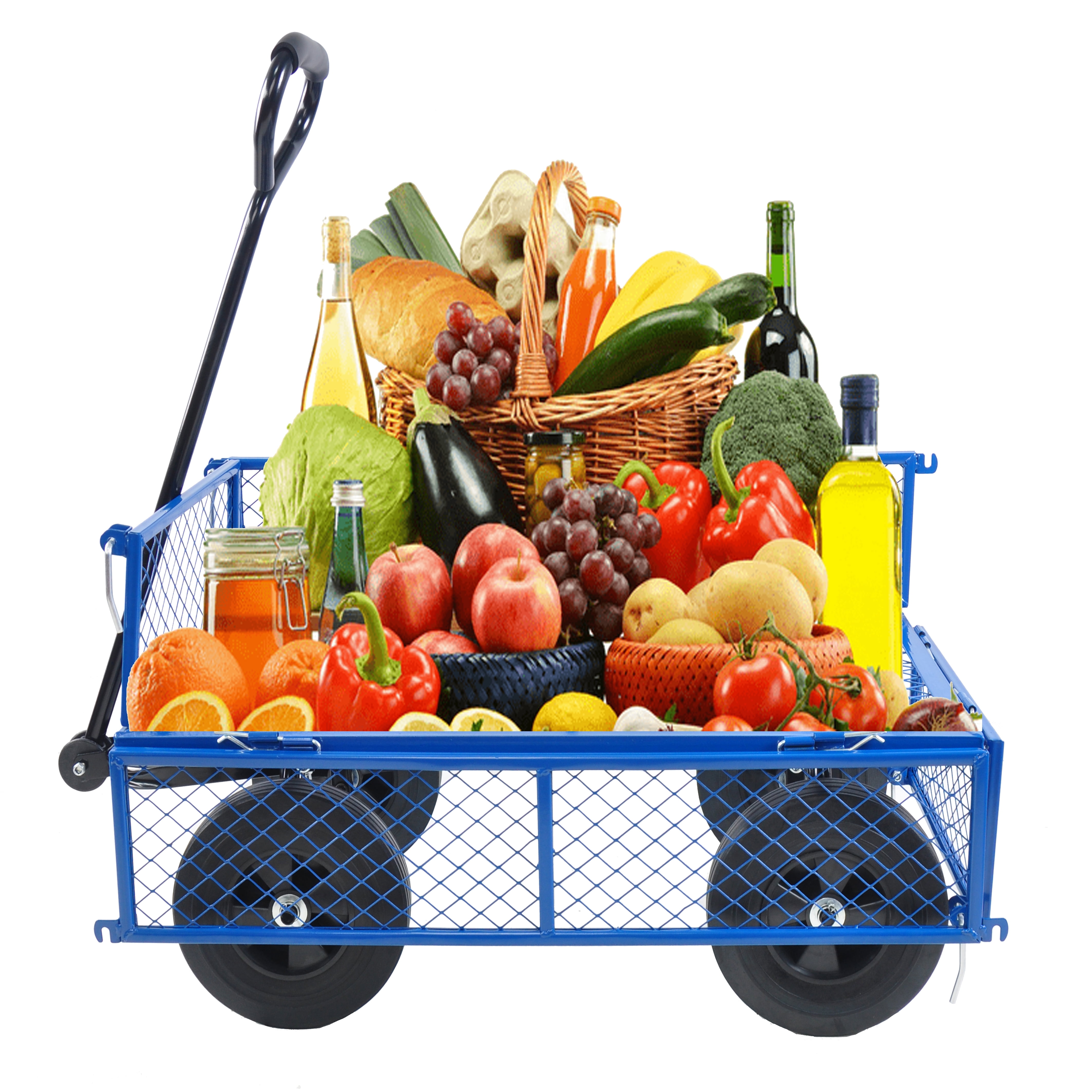 Steel Garden Cart Outdoor Folding Utility Wagon with Removable Sides ...