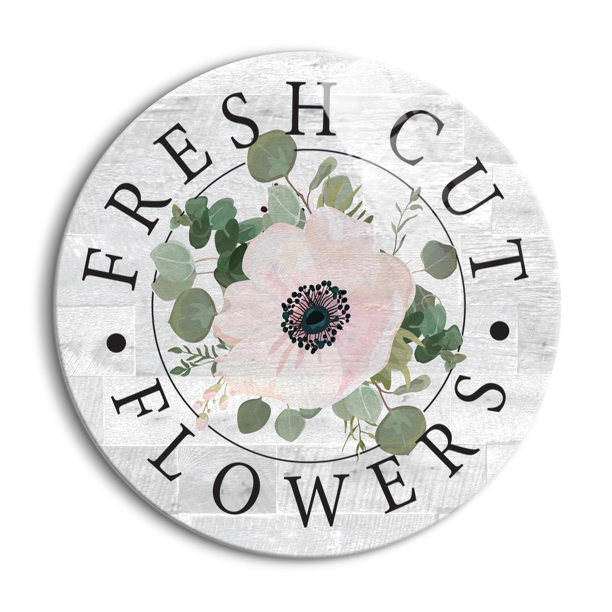 Fresh Flowers Blush Pink Floral Green 24 inch Glass Wall Hanging Sign ...
