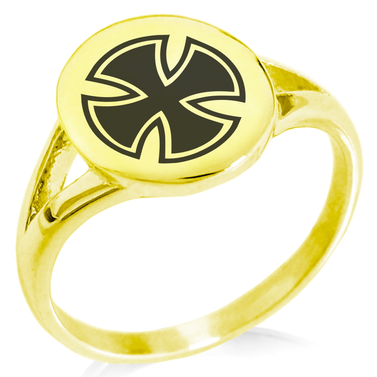 Stainless Steel Pattee Iron Cross Circlet Minimalist Oval Top Polished ...