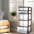 MONGJI Drawer Tower, 5-Tier Clear Plastic Storage Organizer Unit, Black ...