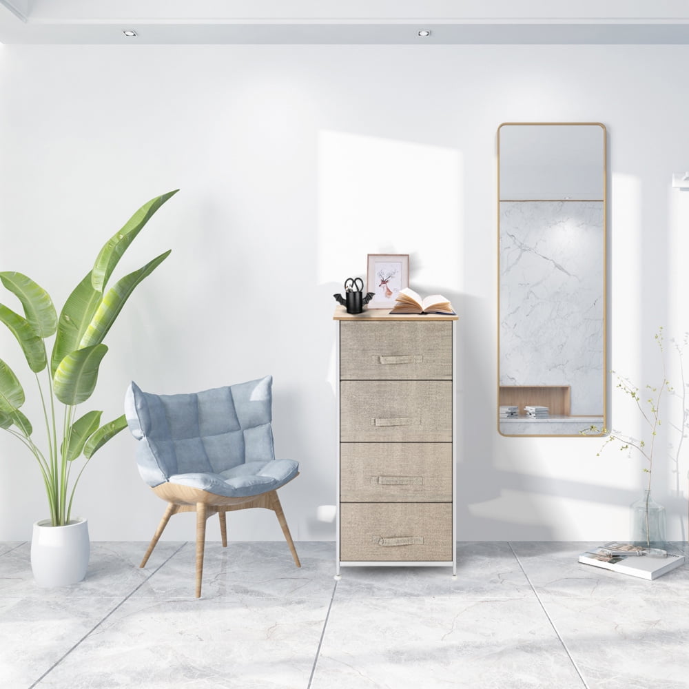 Cfowner 4-Tier Dresser Tower, Fabric Drawer Organizer With 4 Easy Pull ...