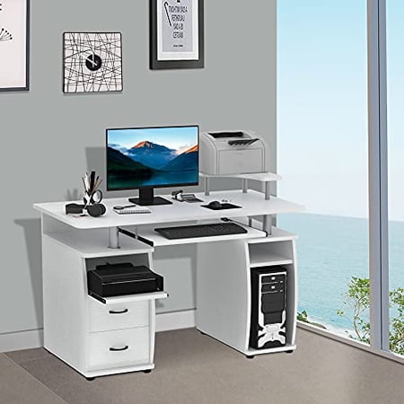 HOMCOM Multi-Function Computer Desk Home Office Workstation with ...