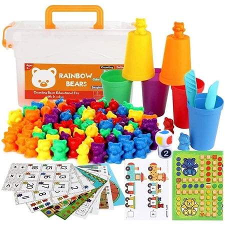90 Piece Kit Rainbow Counting Bears with Matching Sorting Cups, Number ...
