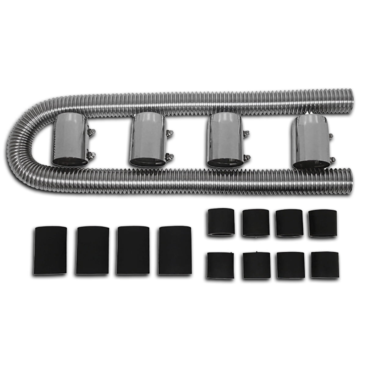 48" Stainless Steel Chrome Radiator Hose Kit Fits Universal Chevy Ford ...