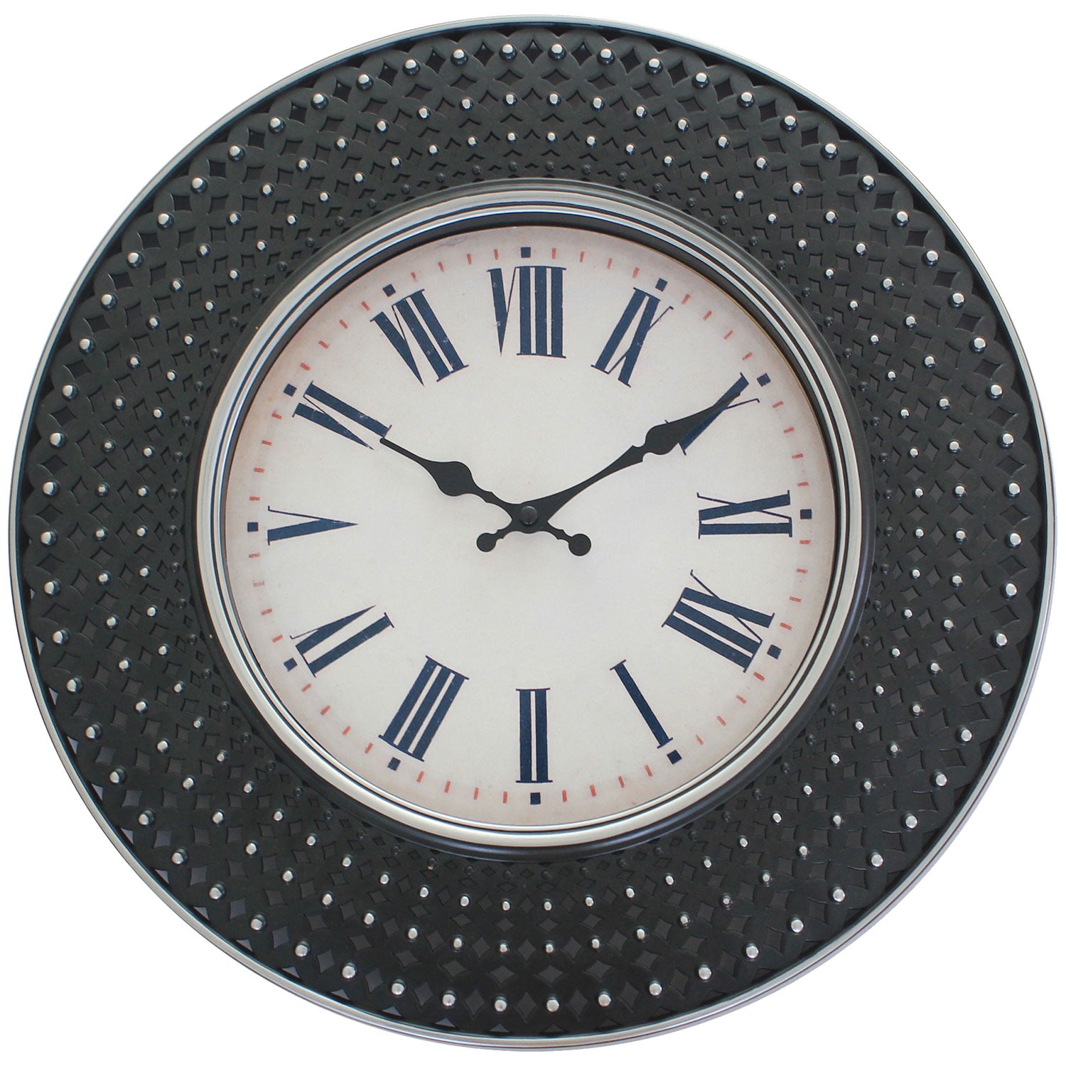 Premius Large Decorative Beaded Wall Clock, Black, 16 Inches - Walmart.com