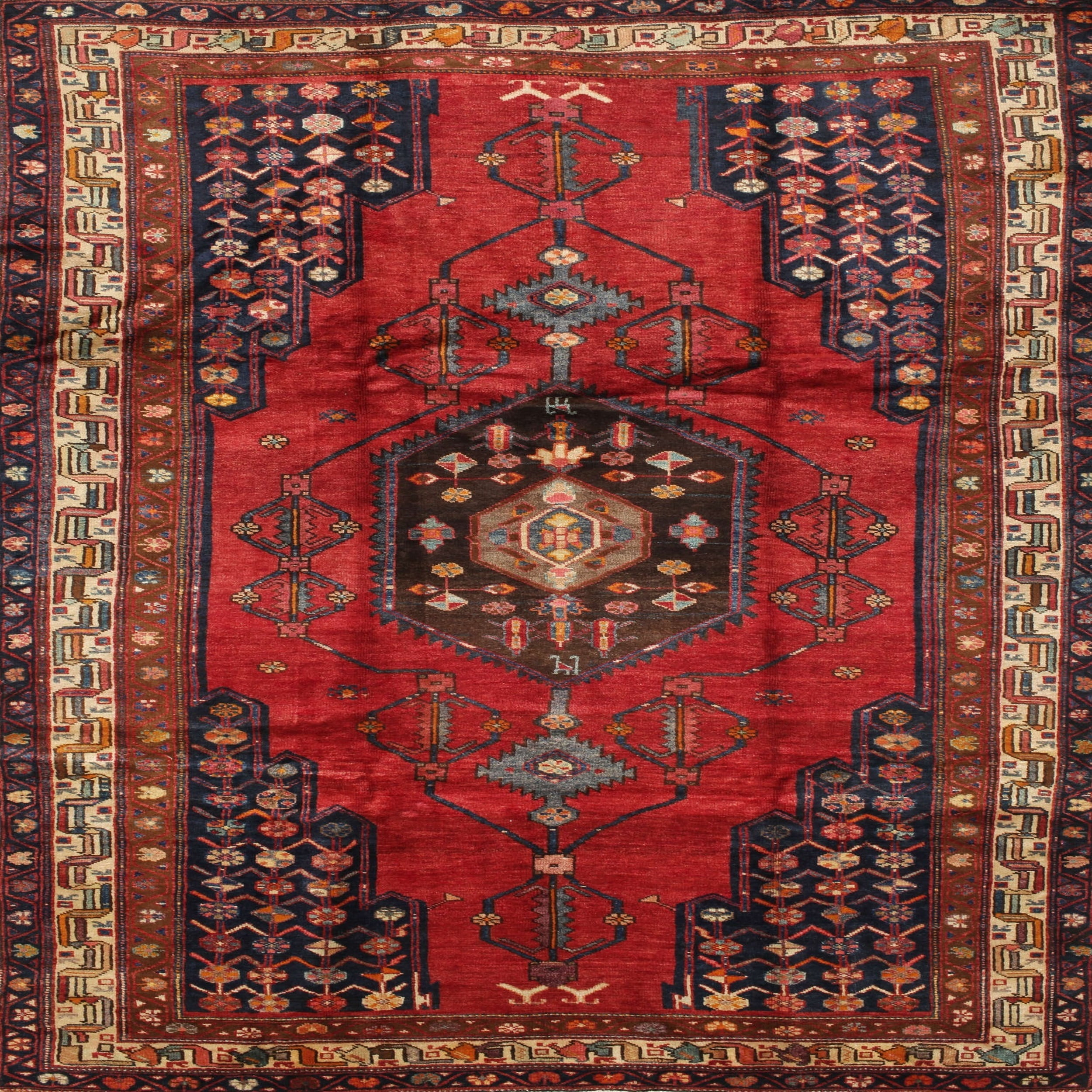 Ahgly Company Indoor Square Traditional Sienna Brown Persian Area Rugs ...
