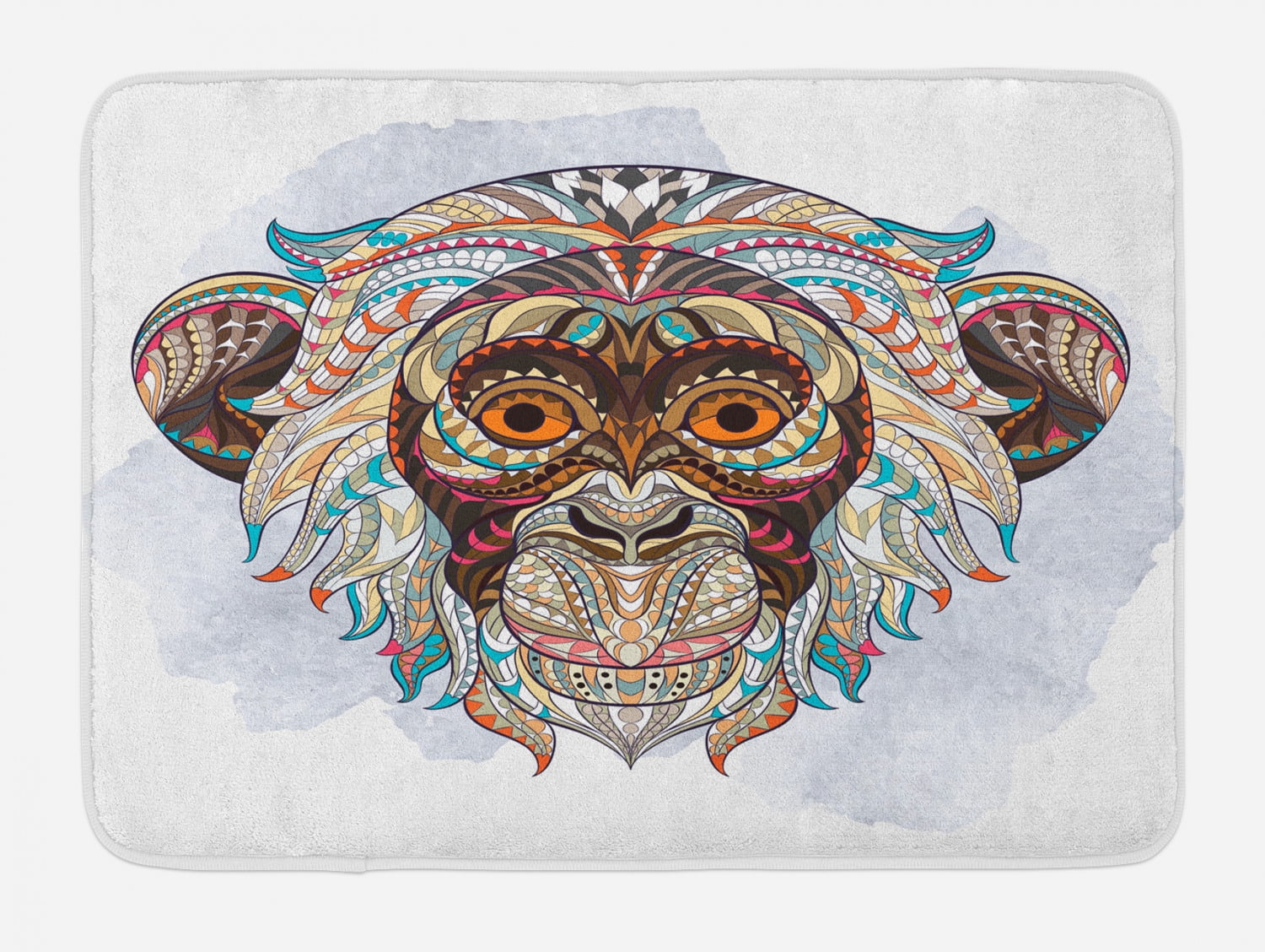 Grunge Bath Mat, Patterned Head of a Monkey on the Grunge Background ...