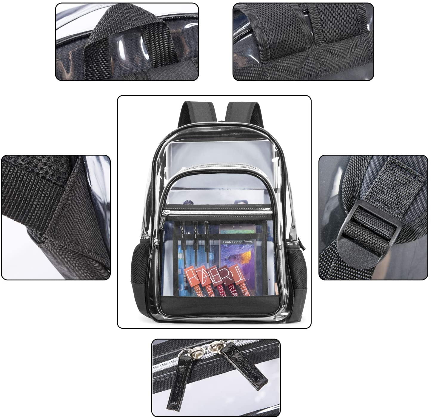 Buy Upgraded Version - Clear Backpack See Through School Bags Basic ...