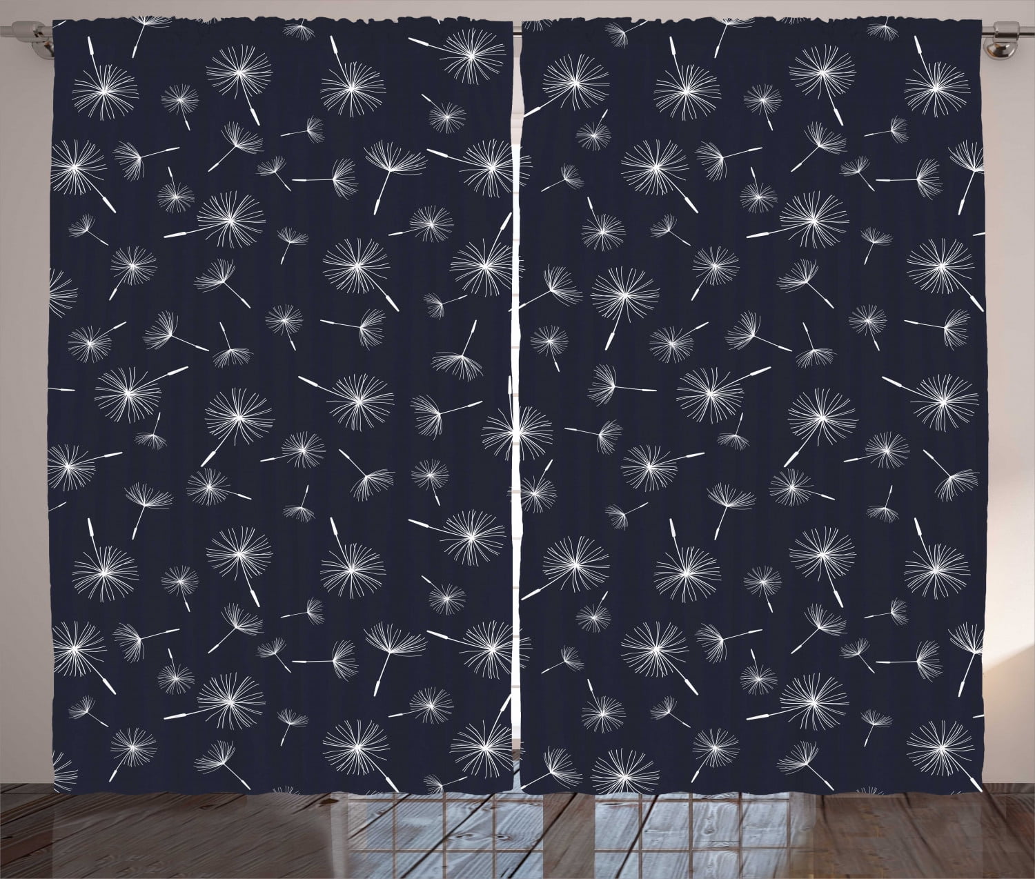 Dandelion Curtains 2 Panels Set, Abstract Floral Background Flourishing ...