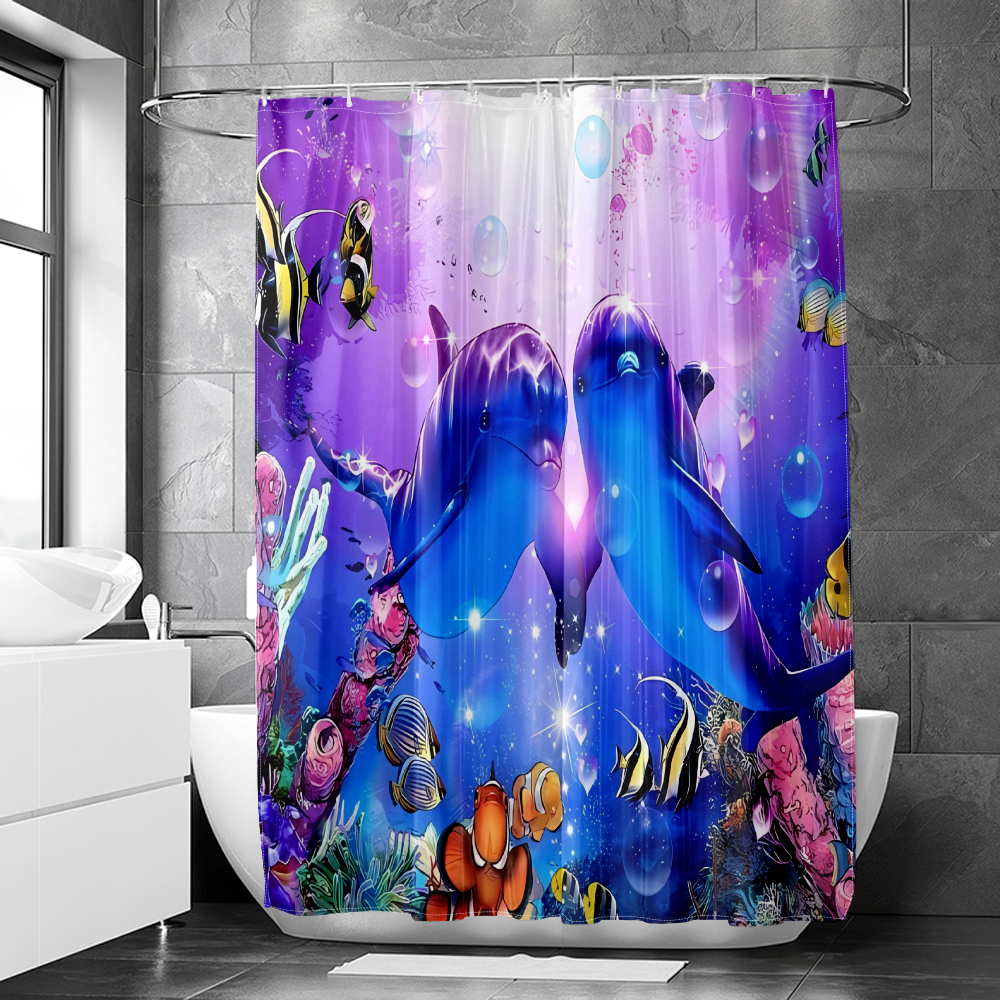 3D Digital Painting Sea animal Shower Curtain Novelty Waterproof ...