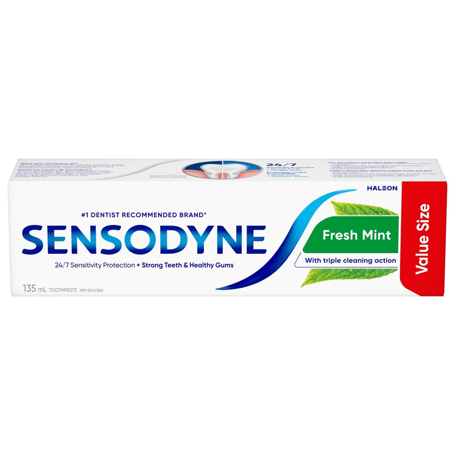 Sensodyne Daily Sensitivity Toothpaste - Value Size, 135 mL Fresh Mint ...
