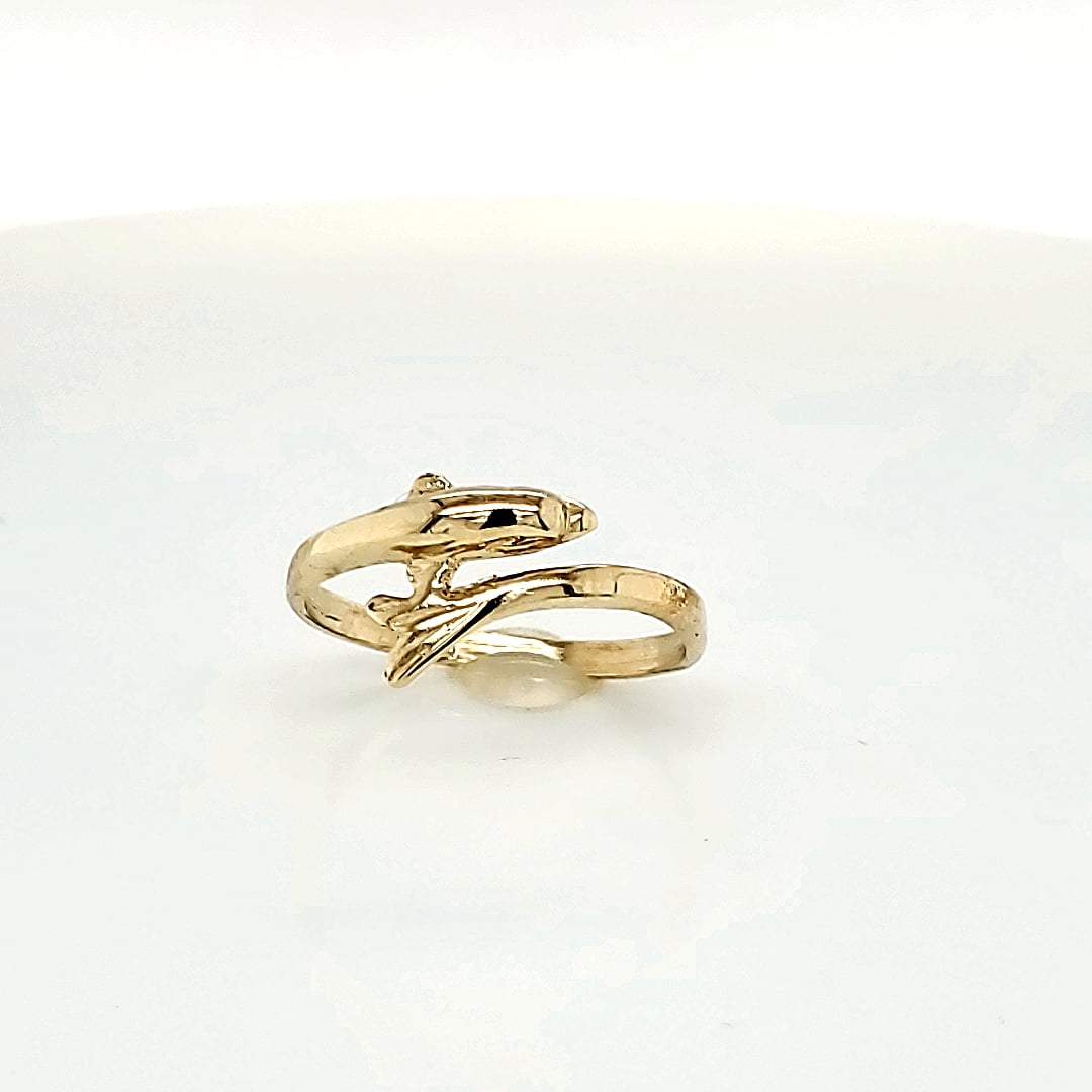 10K Solid Yellow Gold Fish Ring For Women - Walmart.com