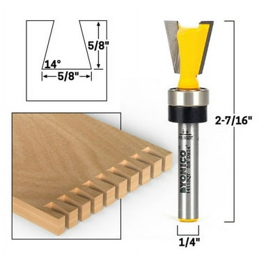 5 Bit Dovetail Router Bit Set - 1/4" Shank - Yonico 14520q - Walmart.com