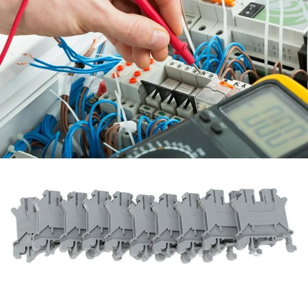 Cergrey 100Pcs DIN Rail Mount Terminal Screw Type Copper Combination Terminals Block 800V 32A UK ...