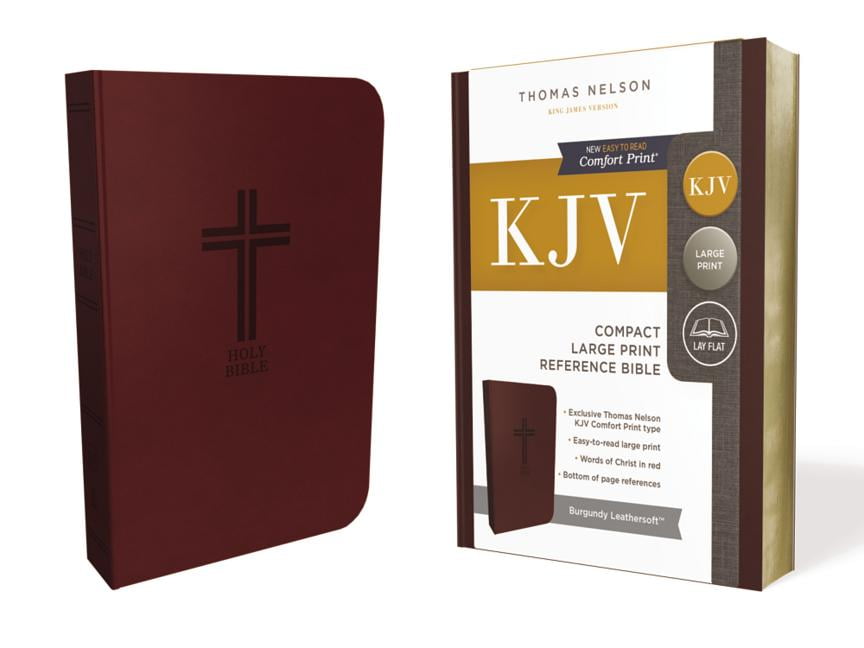 KJV, Reference Bible, Compact, Large Print, Leathersoft, Burgundy, Red ...