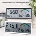 Large LCD Screen Digital Wall Clock with Indoor Temperature and ...