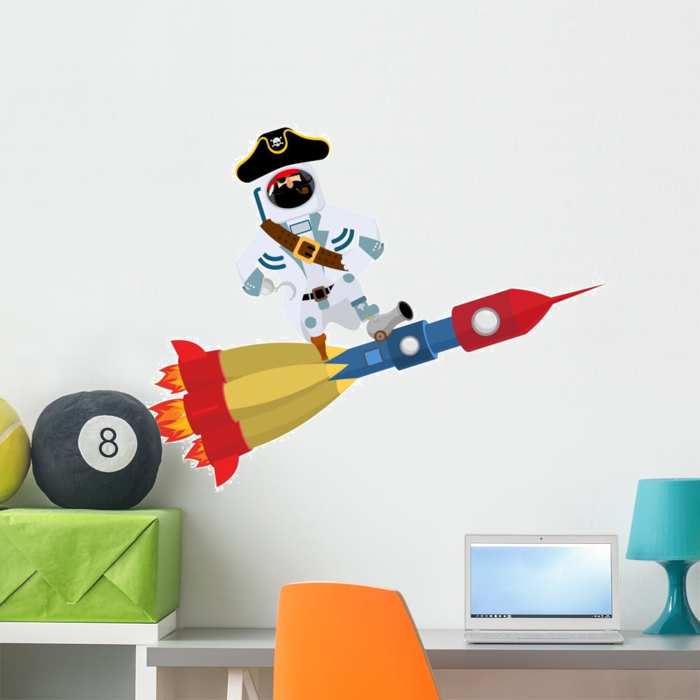 Rocketship Space Pirate Wall Decal Wallmonkeys Peel and Stick Decals ...