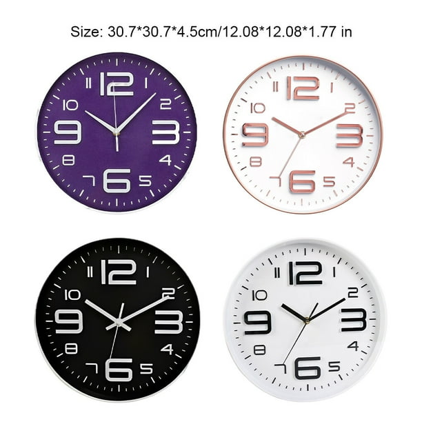 destyer 12 Inch Wall Clock Non-Ticking Battery-Operated Pointer ...