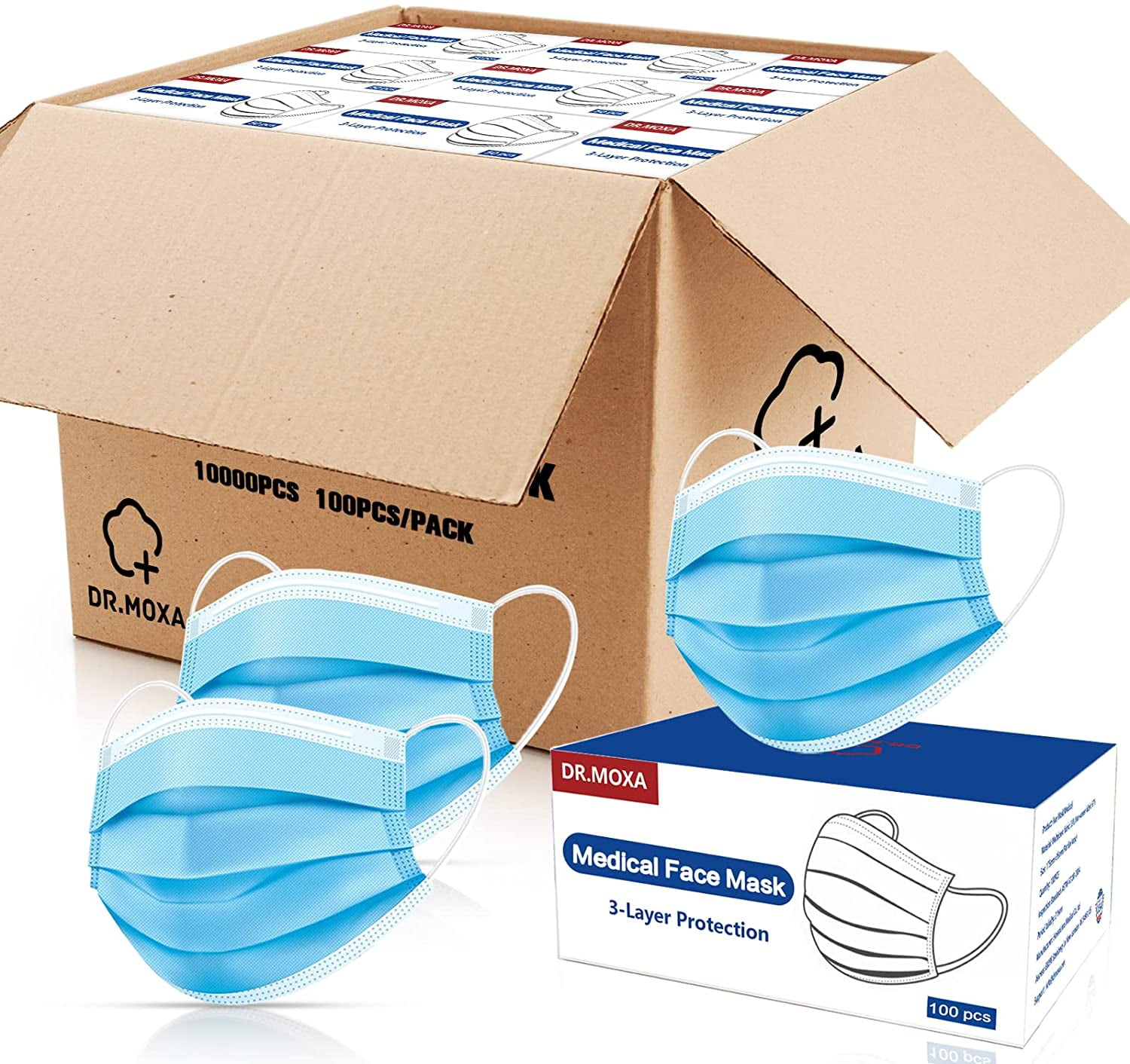 5000Pcs USA Made Disposable Face Masks Blue, 3-Ply Breathable ...
