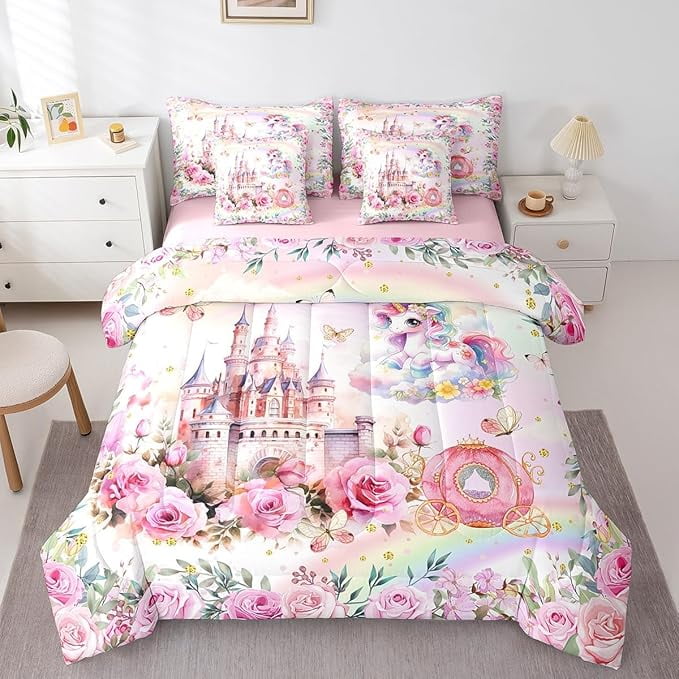 Click here for Yst Kids Unicorn Rainbow Twin Comforter Set With S... prices