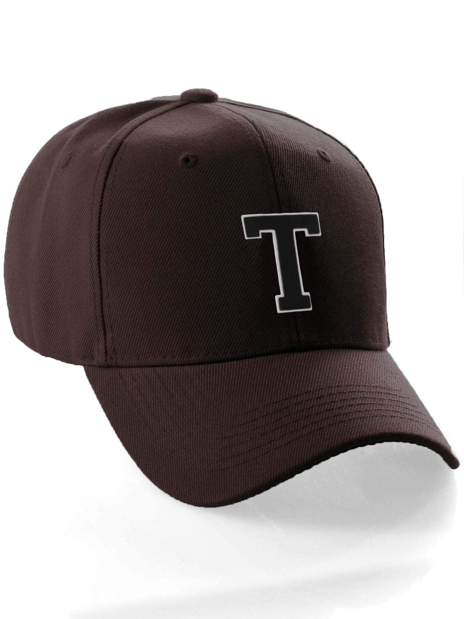 Classic Baseball Hat Custom A to Z Initial Team Letter, Brown Cap White ...