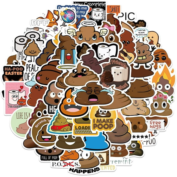 SHILIU-50 Packs Funny Poop Stickers Water Bottles Laptop Phone ...