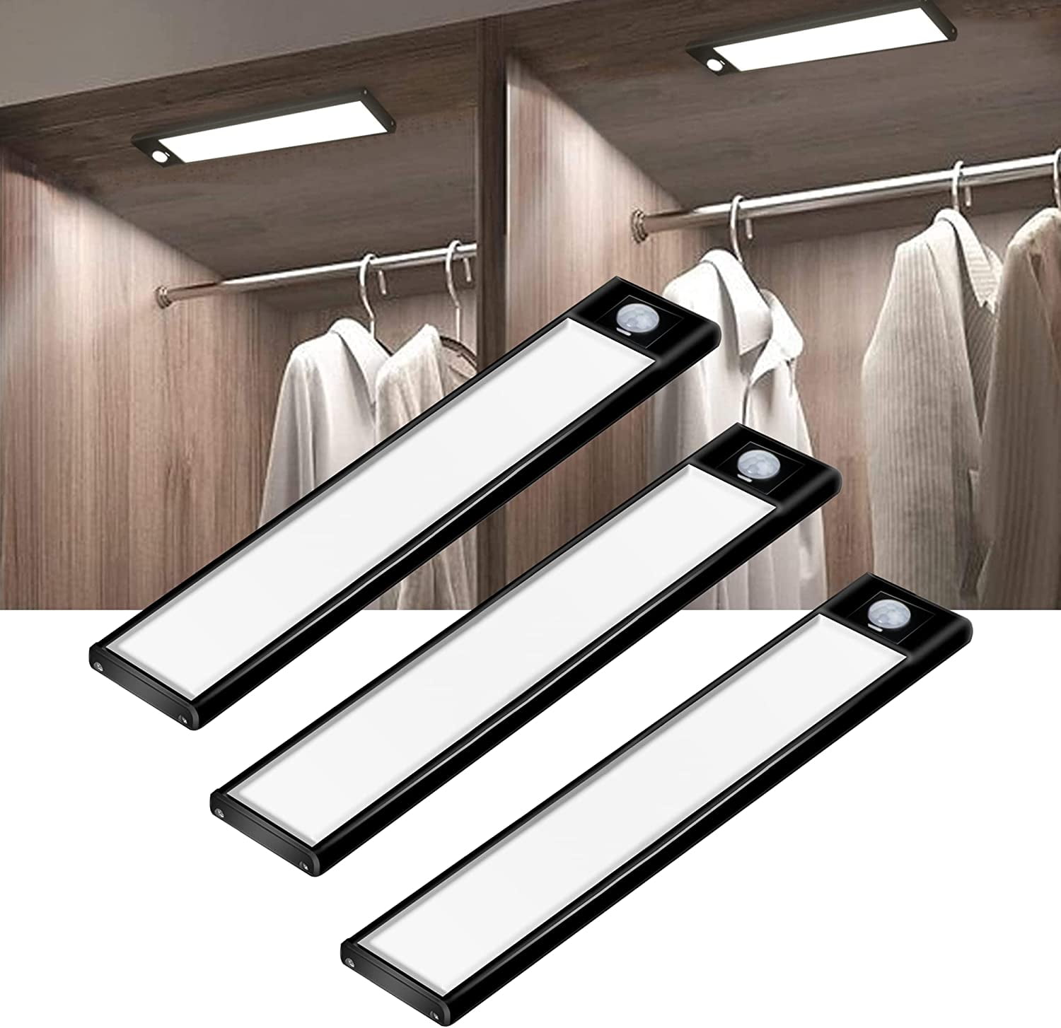 Paquete de 3 luces LED para clóset que funcionan con baterías, LED ...