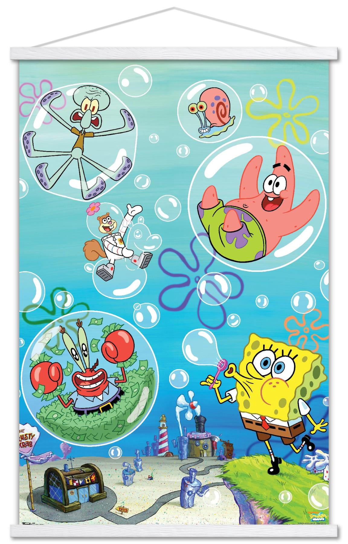 Nickelodeon Spongebob - Bubbles Wall Poster with Wooden Magnetic Frame ...