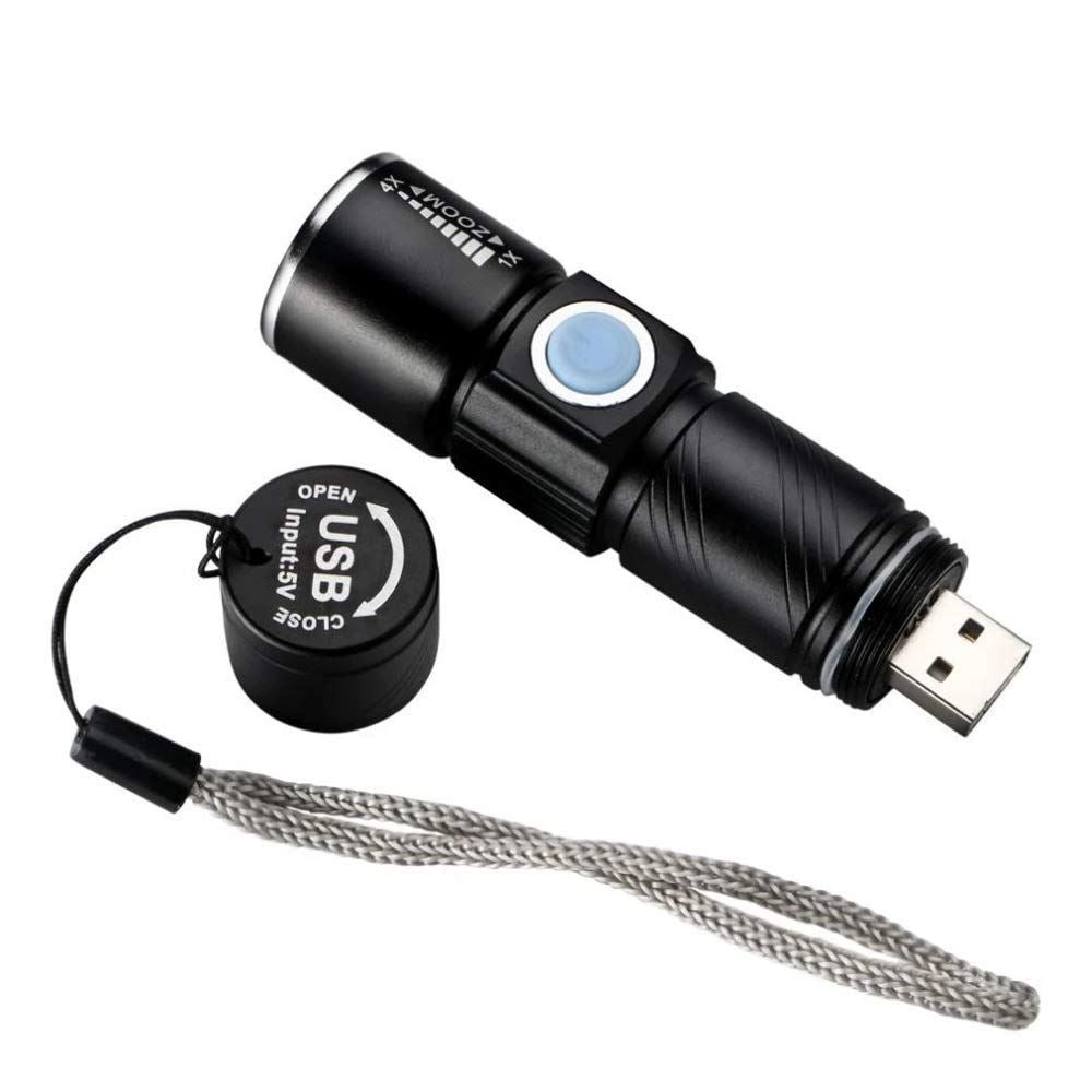 Mini USB Rechargeable Flashlight Multifunctional Torch Waterproof IPX6 ...