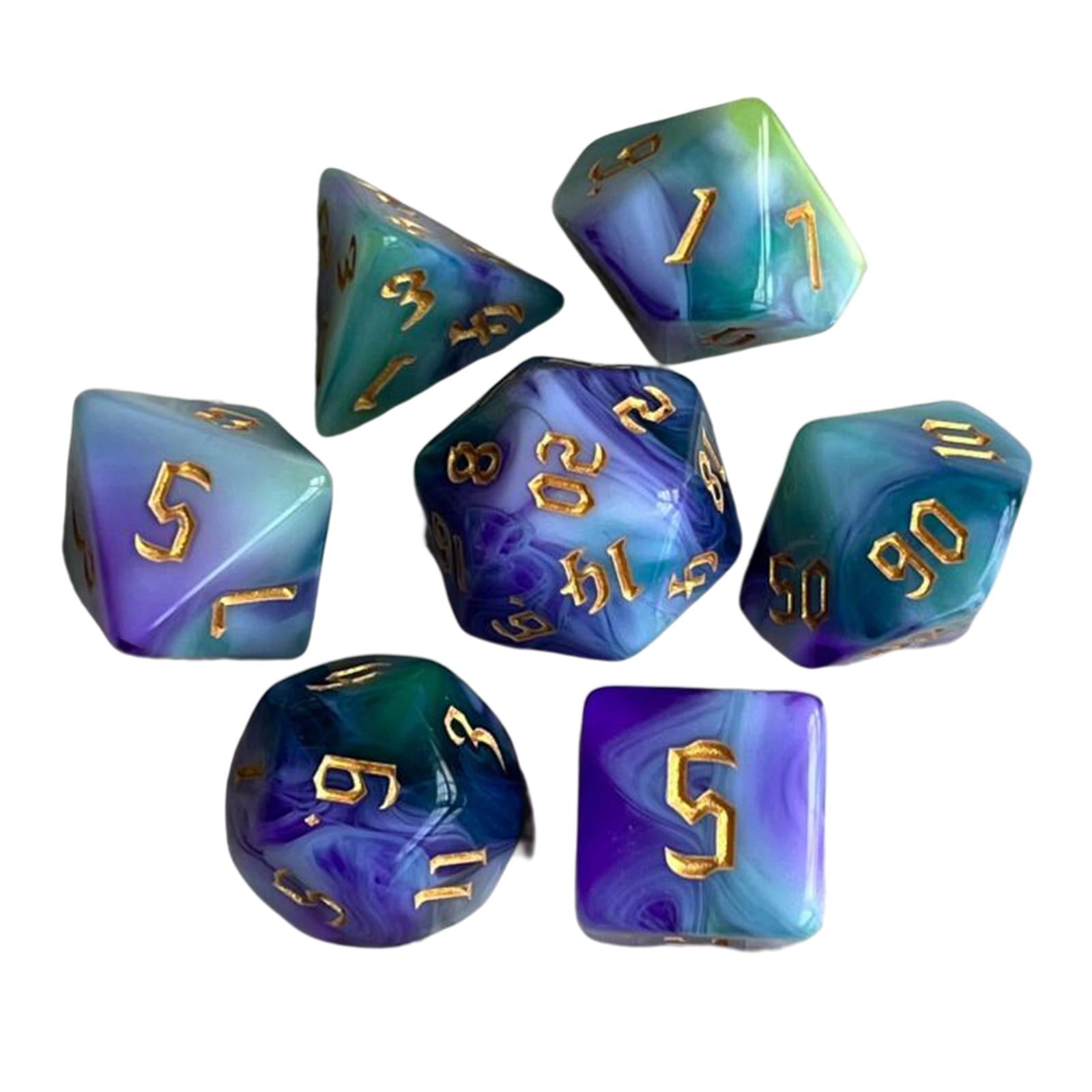 Pack of 7 Acrylic Polyhedral Novelty Supply Props Painted Role Playing ...