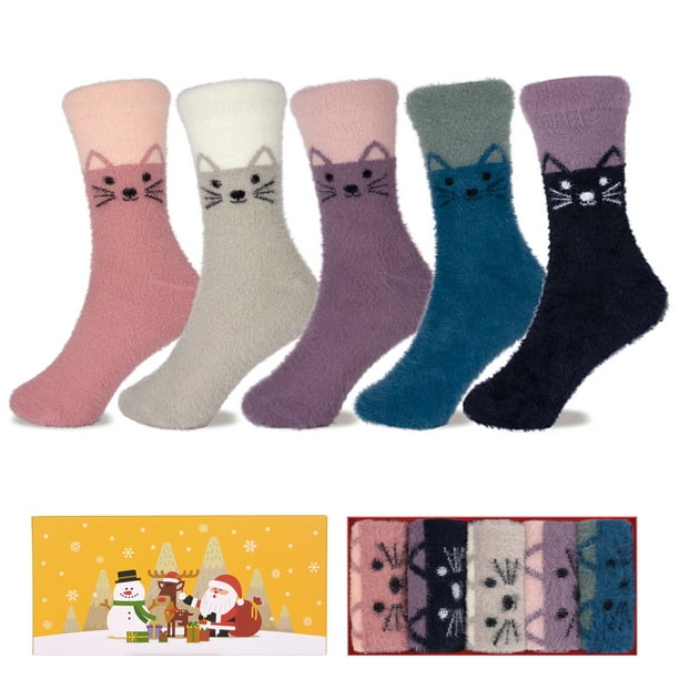 5 Pack Women Fuzzy Socks Thick Soft Warm Winter Wool Fluffy Cozy Socks