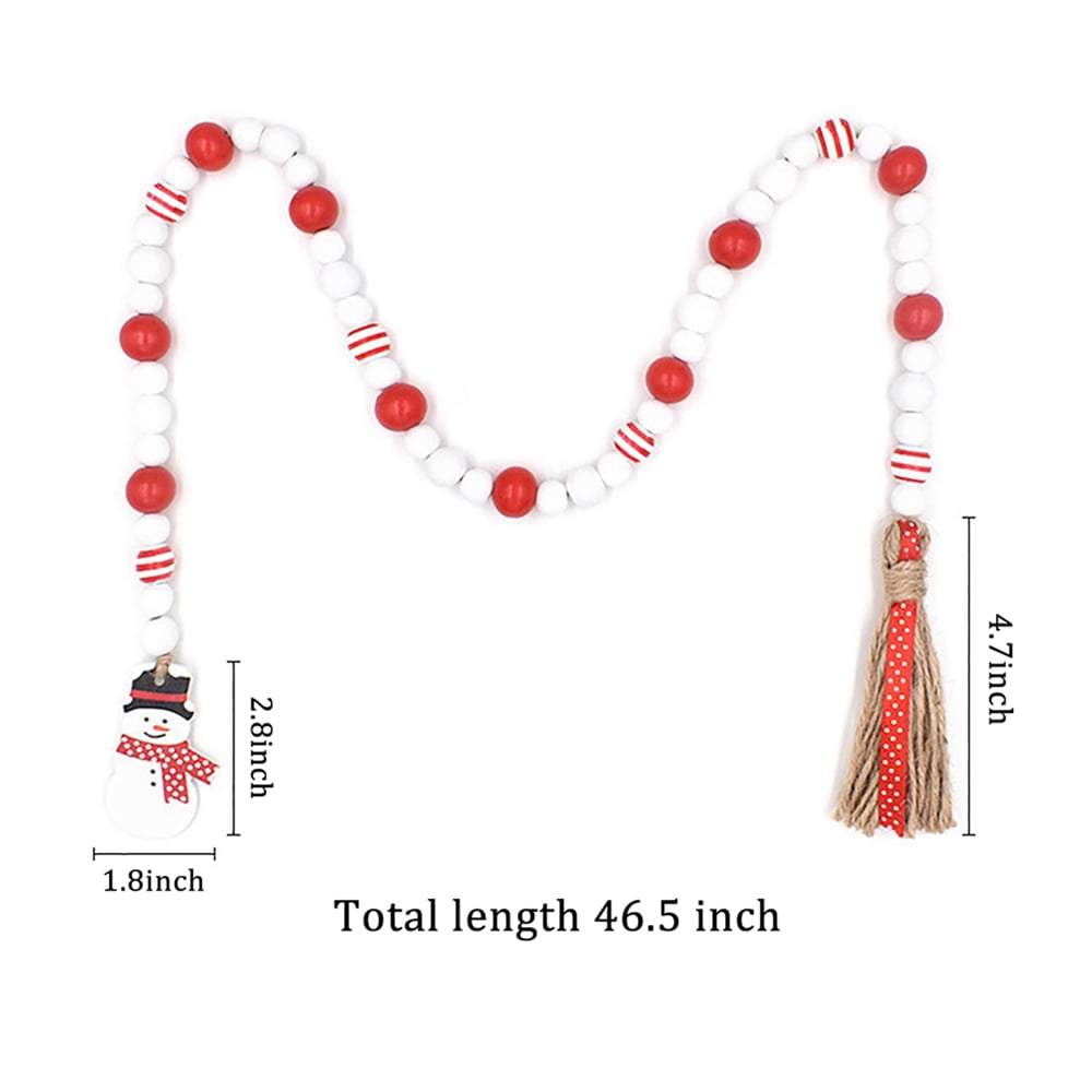 33.46In Christmas Wood Bead Garland Farmhouse Beads Wood Garland with ...