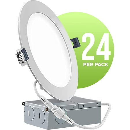 6-Inch LED Recessed Slim Pot Light with Junction Box, Dimmable IC Rated ...