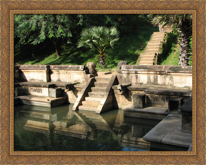 Kumura Pukuna Basin, Sri Lanka 36x28 Large Gold Ornate Wood Framed ...